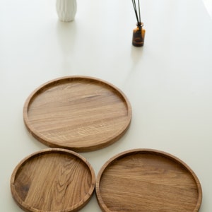 Handmade Oak Wood Round Tray Set: Refined Catch-all Plate - Etsy