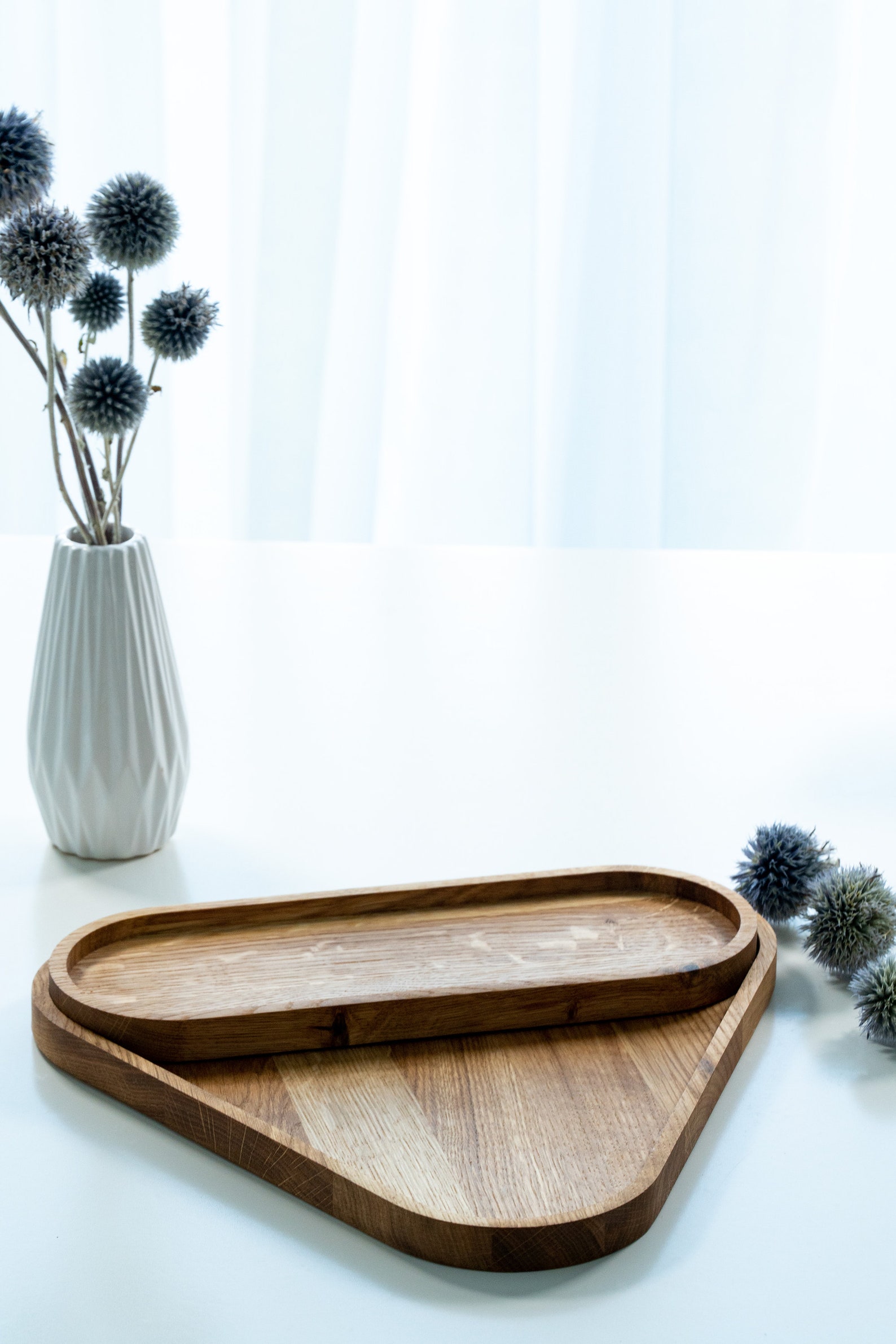 Oak Wood Triangle Shaped Tray Set With Oval for a Coffee Table - Etsy