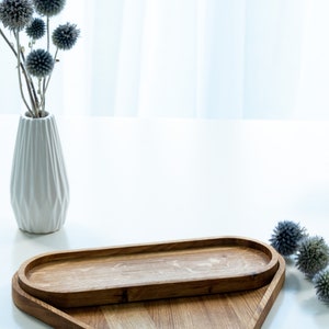 Oak Wood Triangle Shaped Tray Set With Oval for a Coffee Table Modern ...