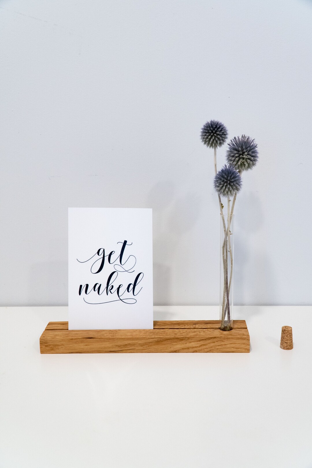 Solid Oak Wood Card Stand With Test Tube: Table Number Holder - Etsy