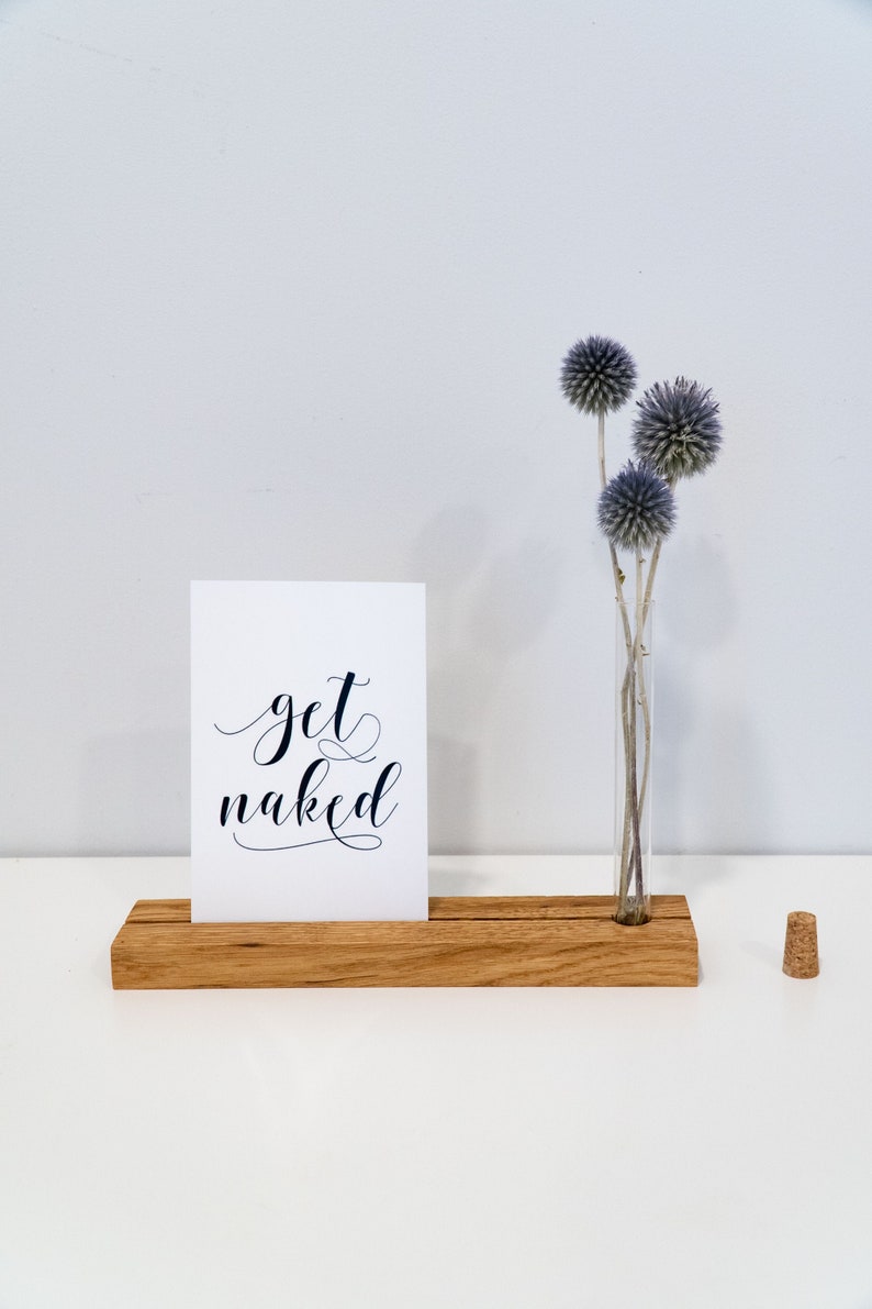 Card Stand Made of Solid Oak Wood With Test Tube Wood Table - Etsy