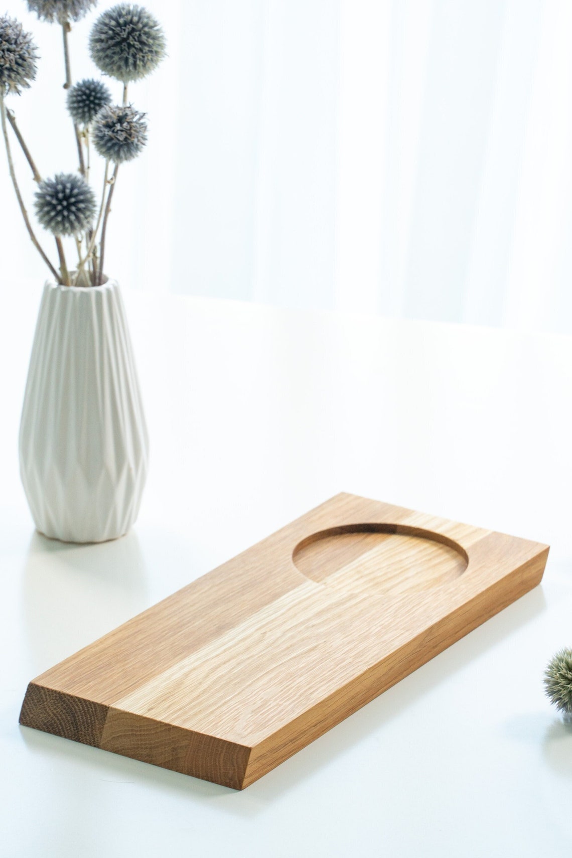 Oak Tea and Biscuit Serving Board: Breakfast Tray With Cup Space - Etsy