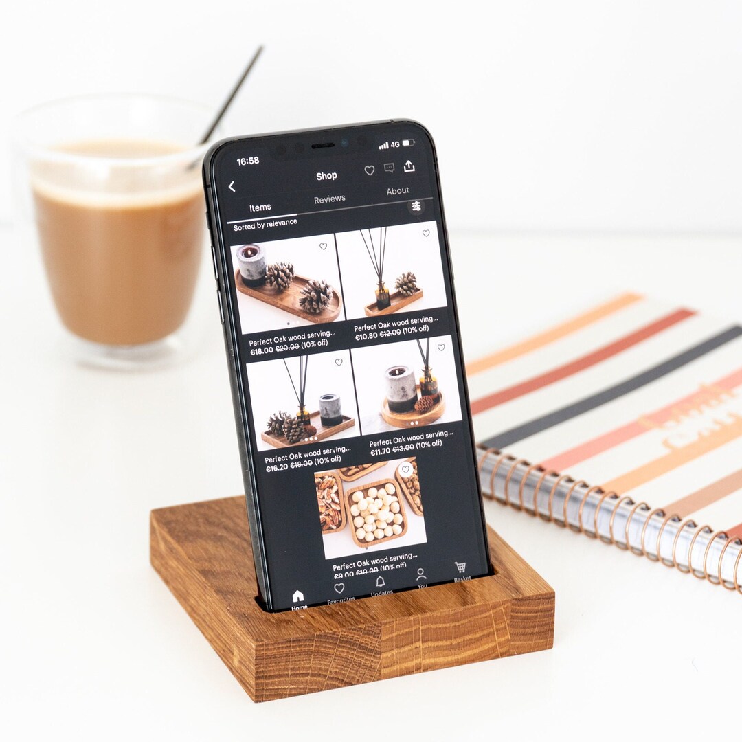 Handmade Solid Oak Phone Stand: iPhone & Android Holder - Etsy