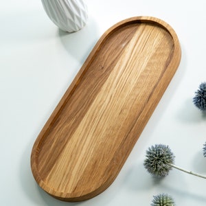 Oval Oak Wood Tray: Modern Jewelry & Coffee Organizer (15 X 35 Cm) - Etsy