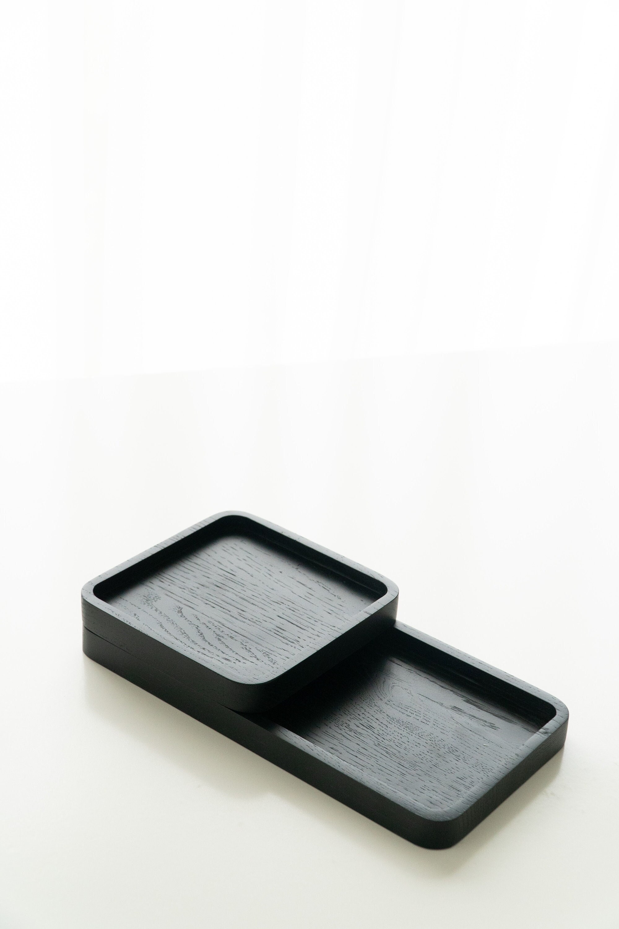 Black Wooden Tray Set,handmade Tray, Wooden Cup Tray, Wood Natural Tray ...