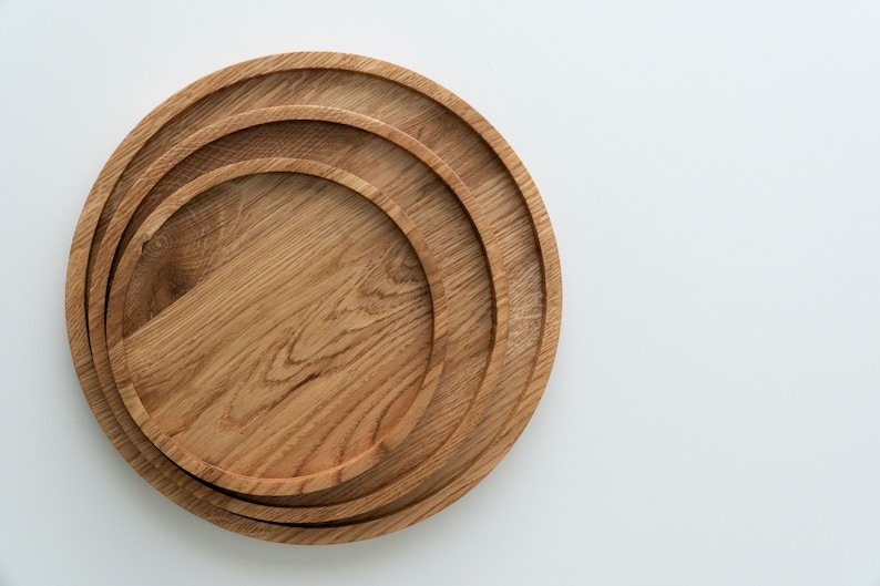 Oak Wood Round Serving Tray Set of 3 Wooden Plate Serving - Etsy