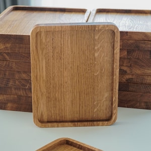 Oak Wood Tray, 18 X 22cm Wooden Desk Tray for Jewelry, Keys, Watch ...