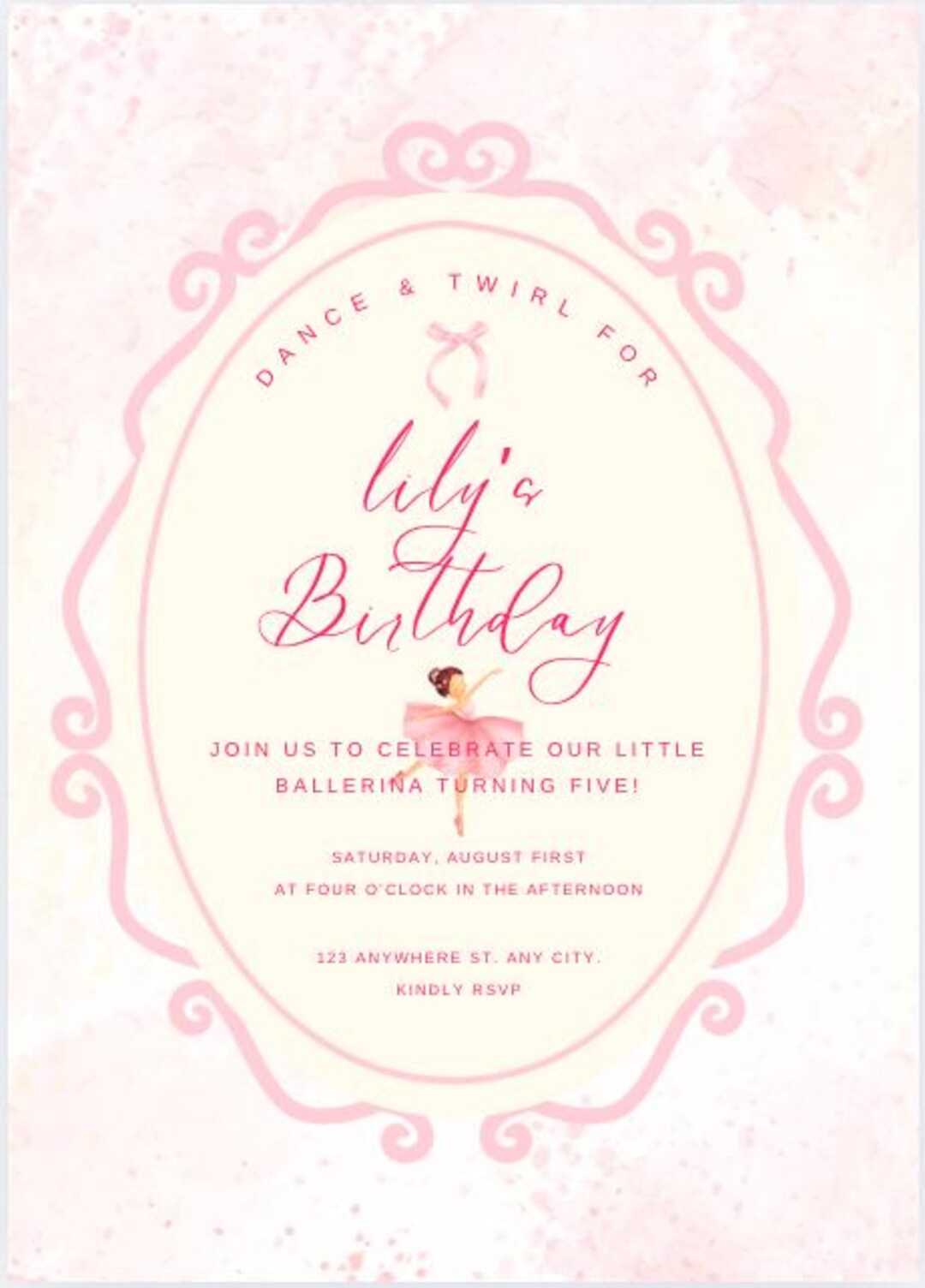 Editable Ballerina Birthday Party Invitation – Pink Ballet Theme With ...