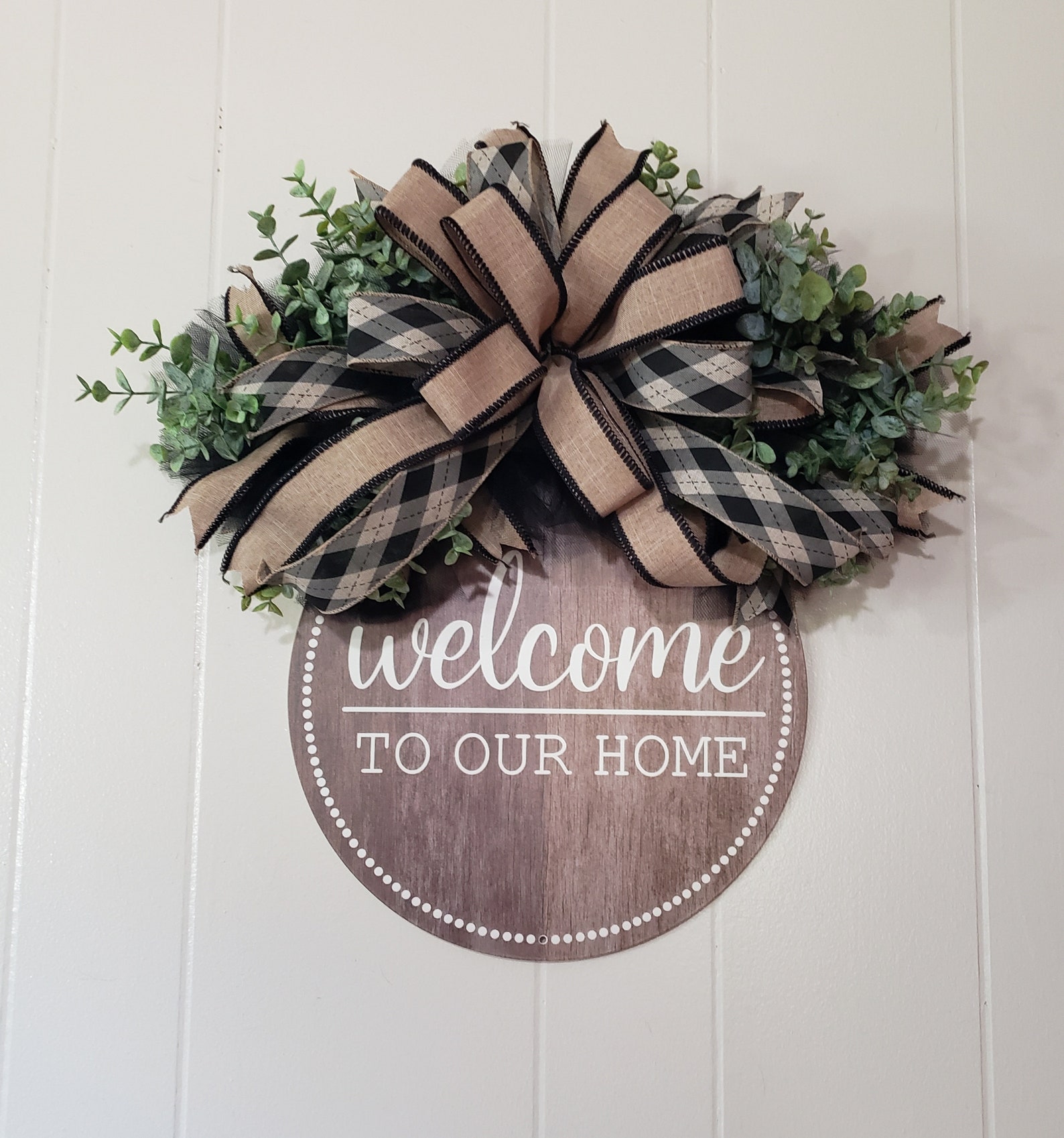 Welcome Rail Wreath, Front Door Wreath, Greenery, Everyday Wreath ...