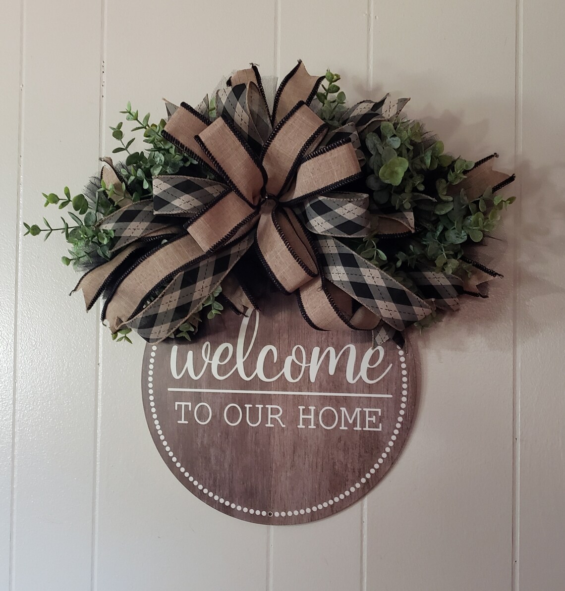 Welcome Rail Wreath, Front Door Wreath, Greenery, Everyday Wreath ...