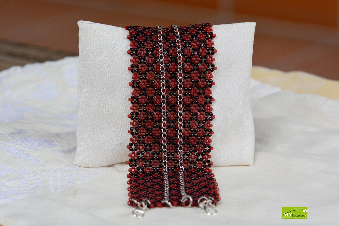 Bracelet Ruby Red Cross_line Handmade - Etsy
