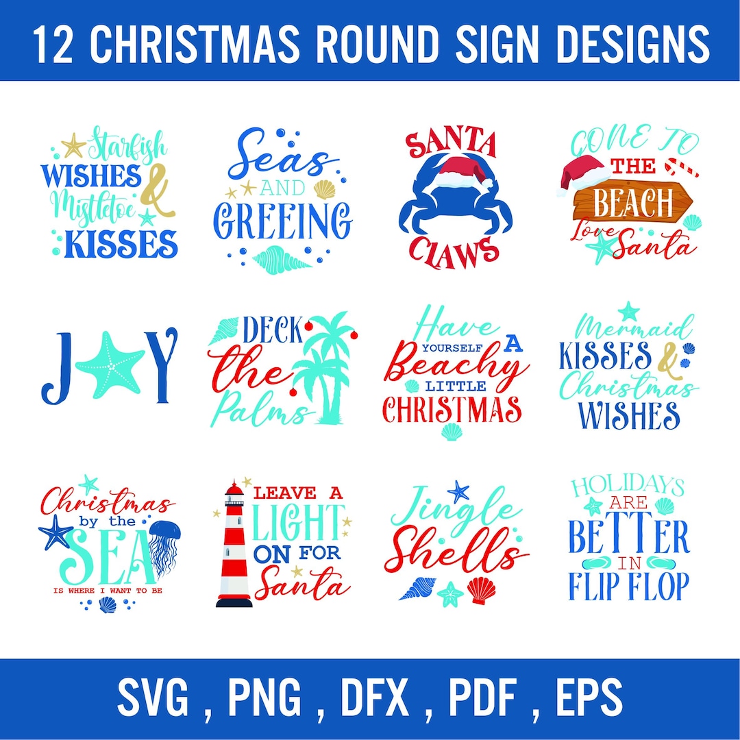 Beach Christmas Ornament SVG Bundle, Coastal Christmas Bundle, Tropical ...