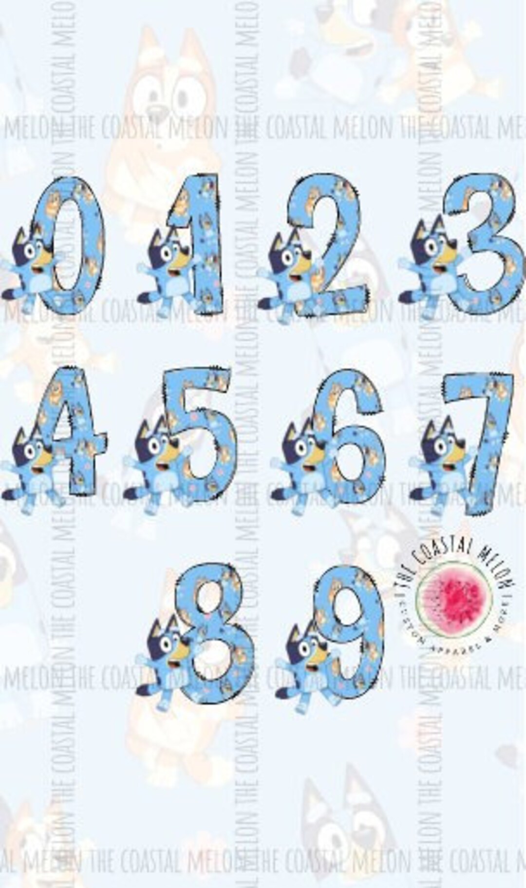 Bluey Numbers 0-9 PNG Birthday Sublimation Dtf Printing - Etsy Australia