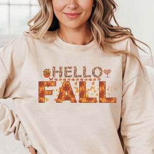 Hello Fall Sweatshirt, Pumpkin Sweater, Cute Autumn Sweatshirt, Cozy ...