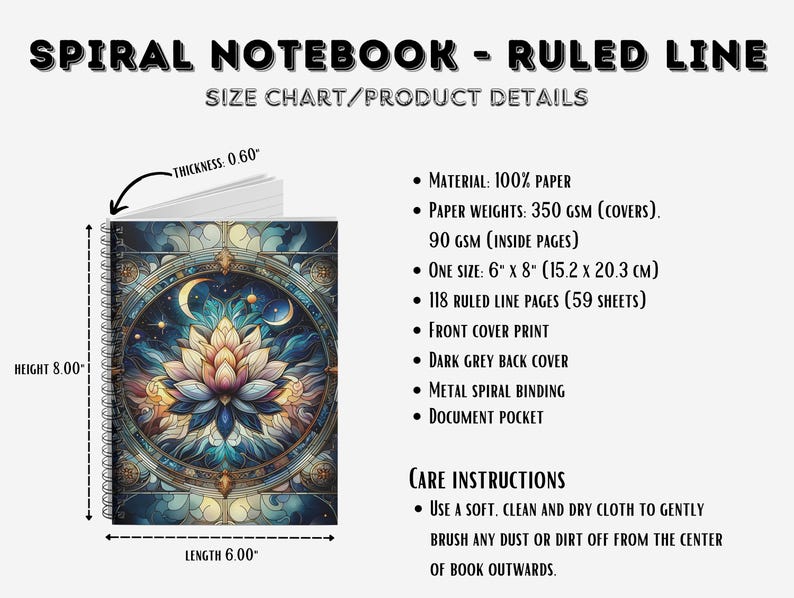 Spiral Notebook Size Chart: Ruled Line Guide (digital Download) - Etsy