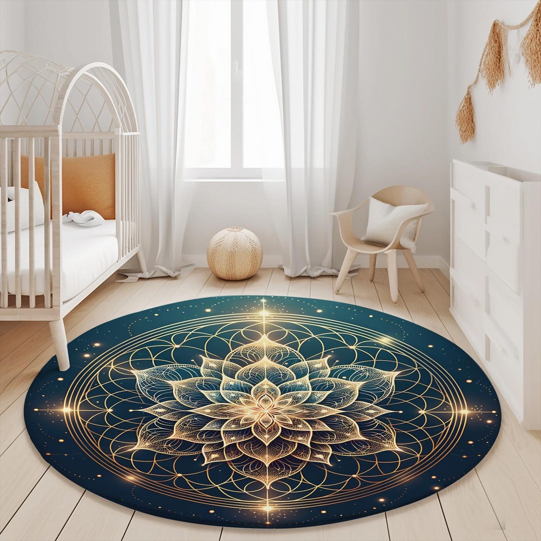 Flower of Life Mandala Round Rug: Bohemian Meditation Mat (60"x60") - Etsy