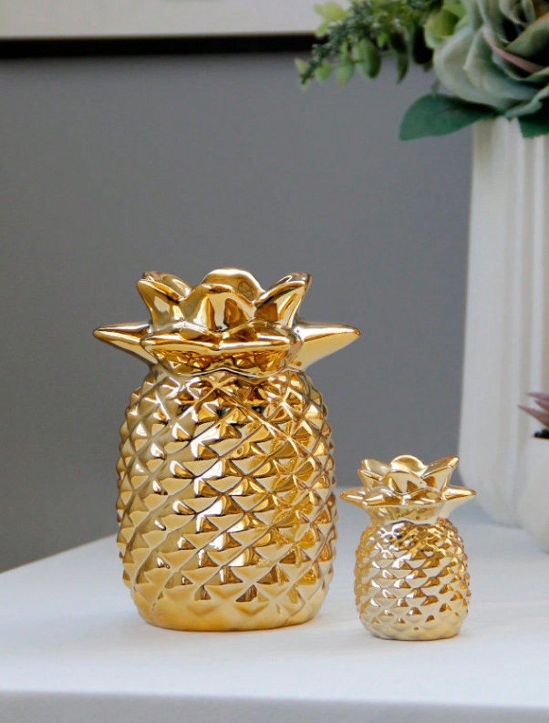 Pineapple Shaped Ceramic Ornament, Luxurious Style Handicraft, Suitable ...