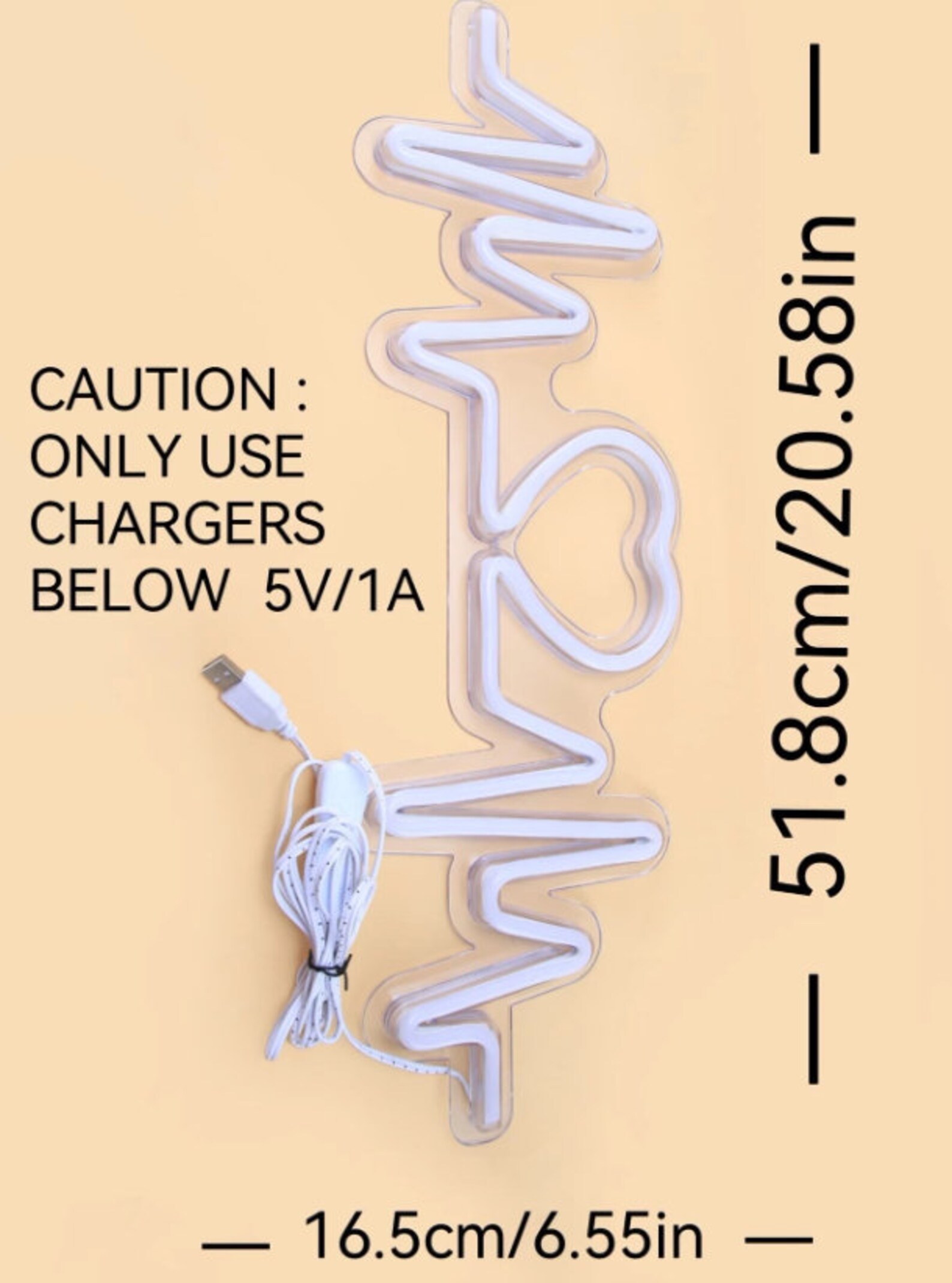 Usb Interface Heartbeat Acrylic Board Led Light for Bedroom, Birthday ...