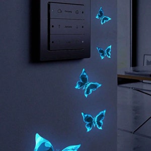 Blue Glow-in-the-dark Butterfly Glow in the Dark Wall Stickers Window ...