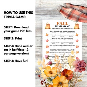 Trivia Game Fall Trivia Quiz, Autumn Trivia, Printable Fall Quiz Game ...