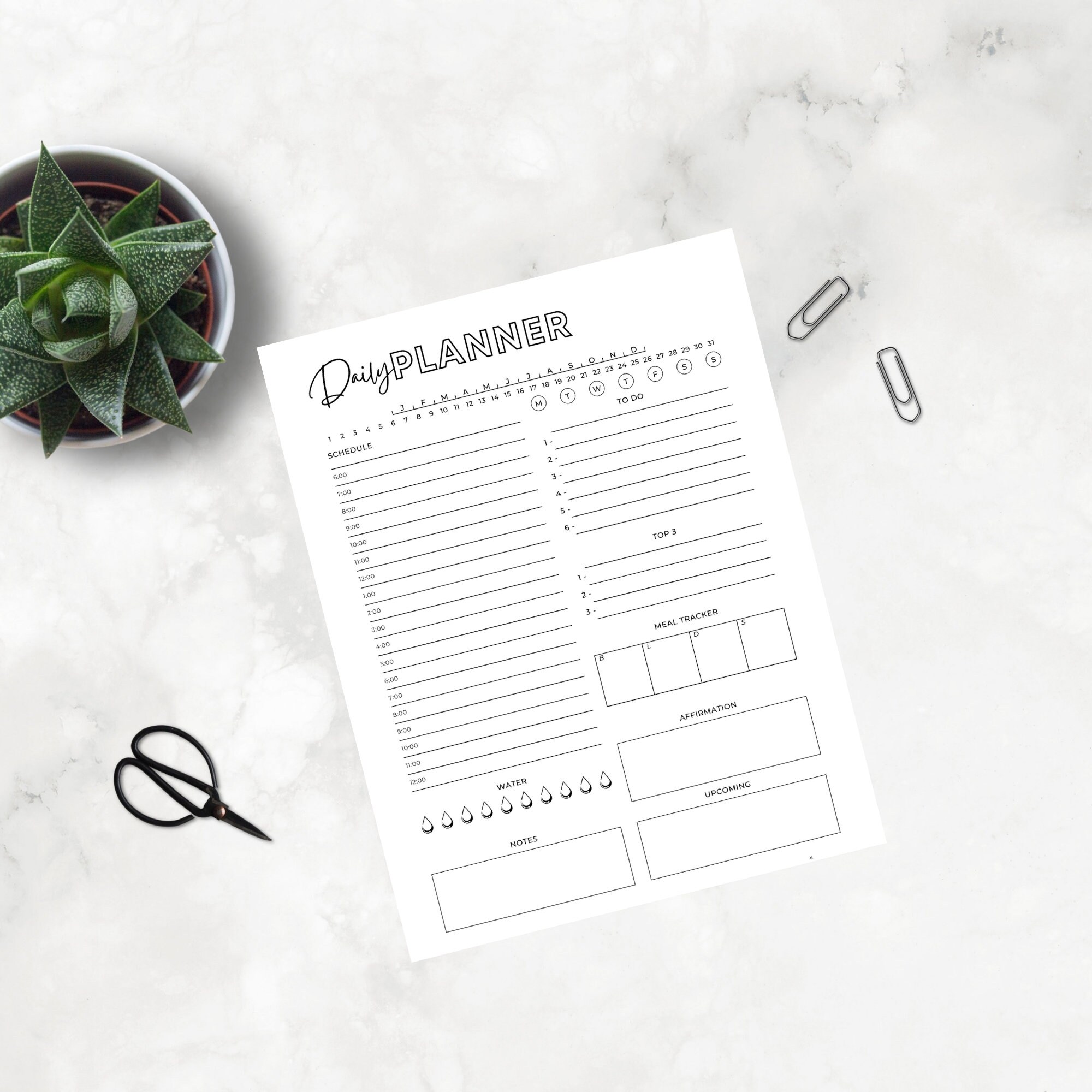 PRINTABLE Daily Simple Planner | Water Tracker | Goal Tracker | 7 Day ...