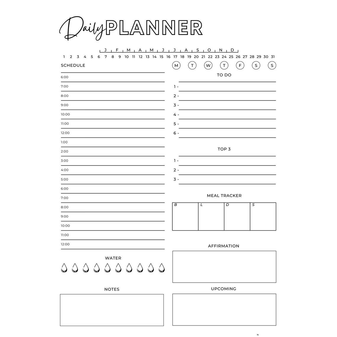 PRINTABLE Daily Simple Planner | Water Tracker | Goal Tracker | 7 Day ...