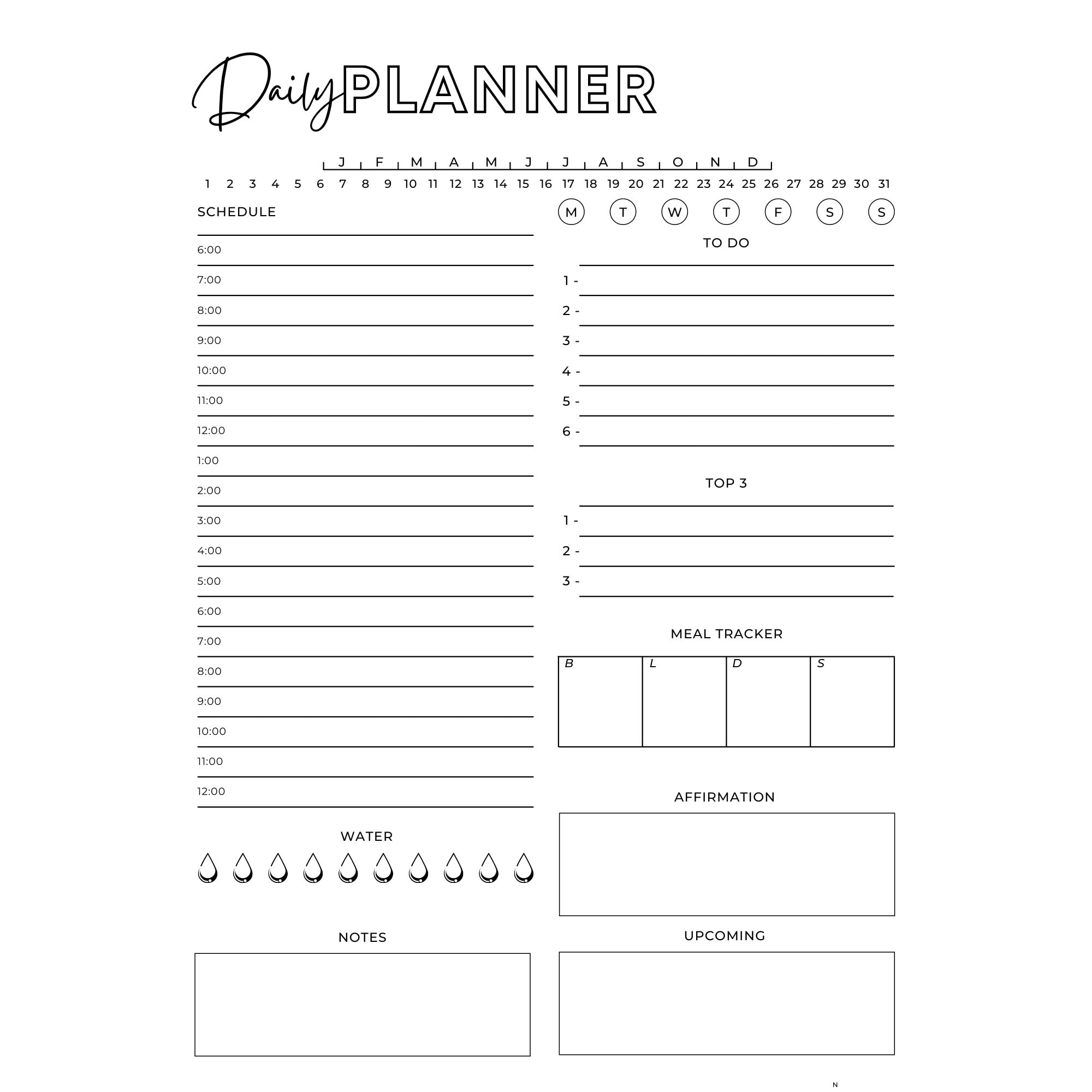 PRINTABLE Daily Simple Planner | Water Tracker | Goal Tracker | 7 Day ...