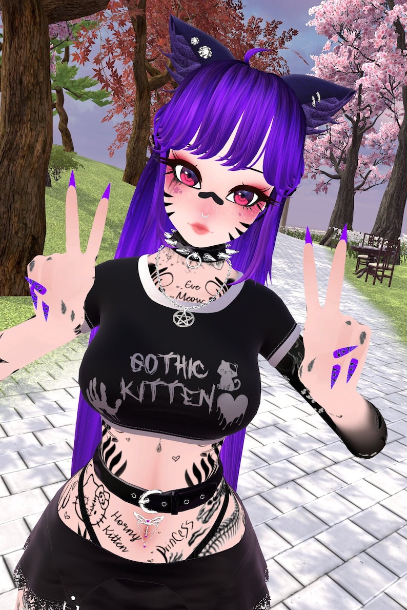 Eve Gothic Kitten Vrchat Avatar 3 0 Etsy