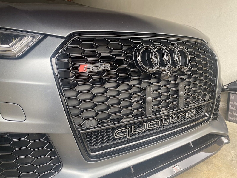 3D Print License Plate Holder for Audi RS6 4G Honeycomb Grill Clamp ...