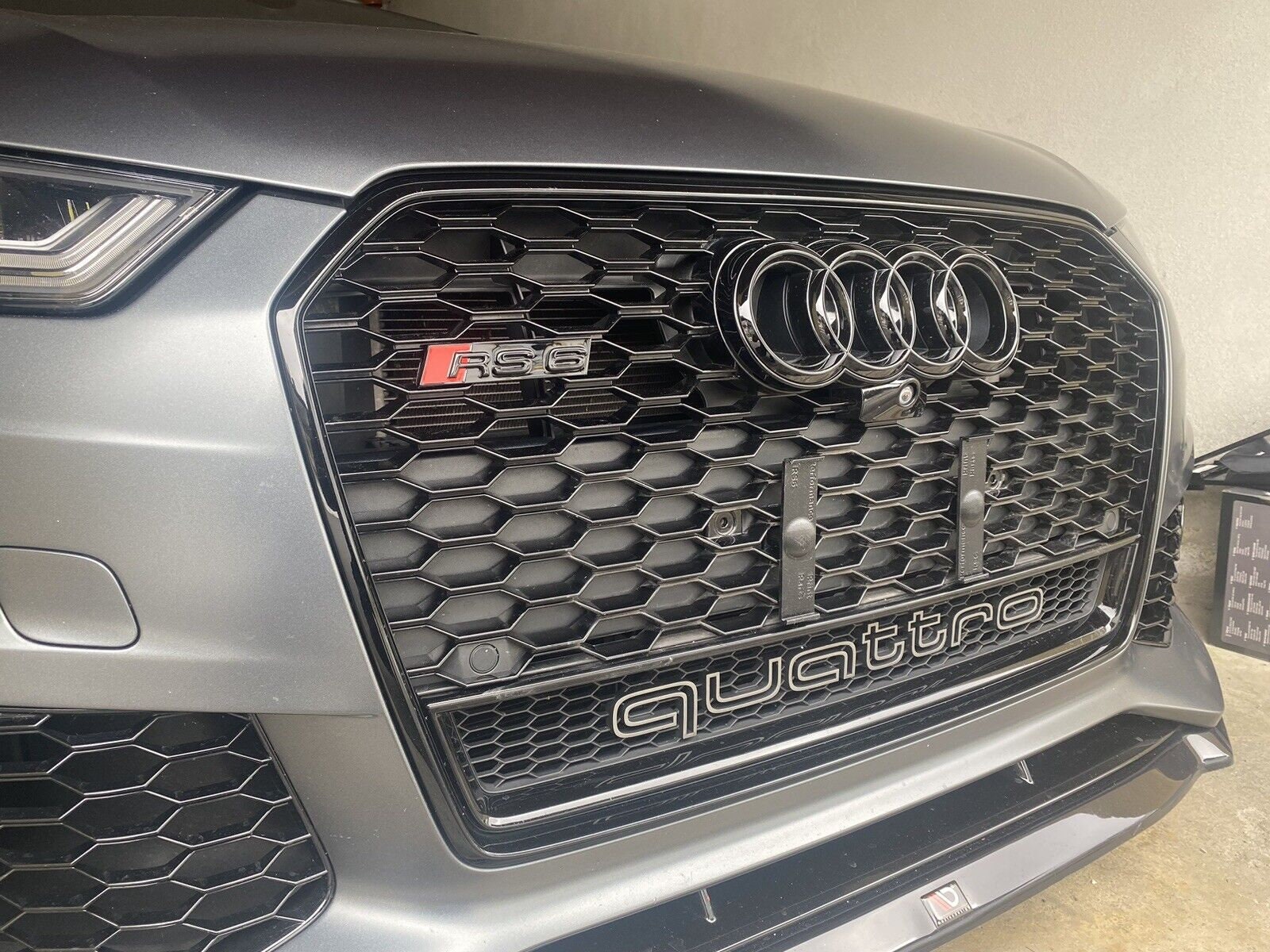 3D Print License Plate Holder for Audi RS6 4G Honeycomb Grill Clamp ...