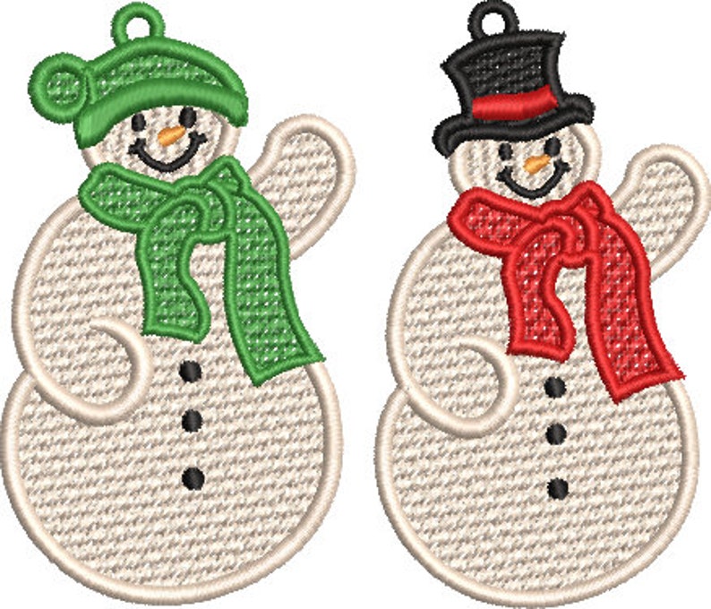 FSL Snowmen Christmas Ornaments in the Hoop (ITH) Machine Embroidery ...