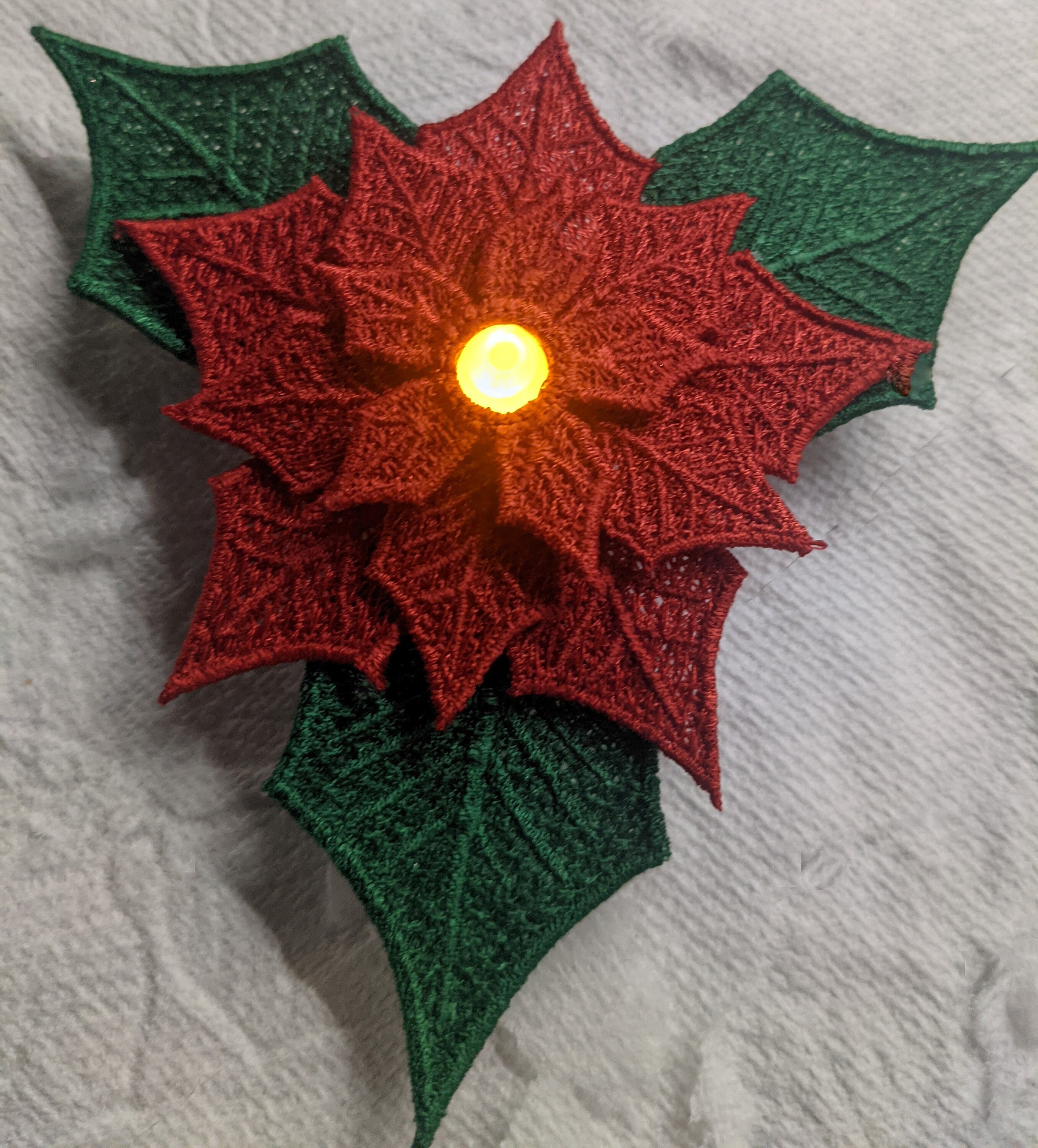 FSL Poinsettia for Tea Light in the Hoop ITH Machine Embroidery Design ...
