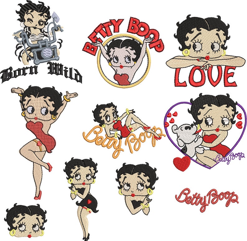 Betty Boop Collection - 10 Machine Embroidery Files for 4 X 4 Hoop ...