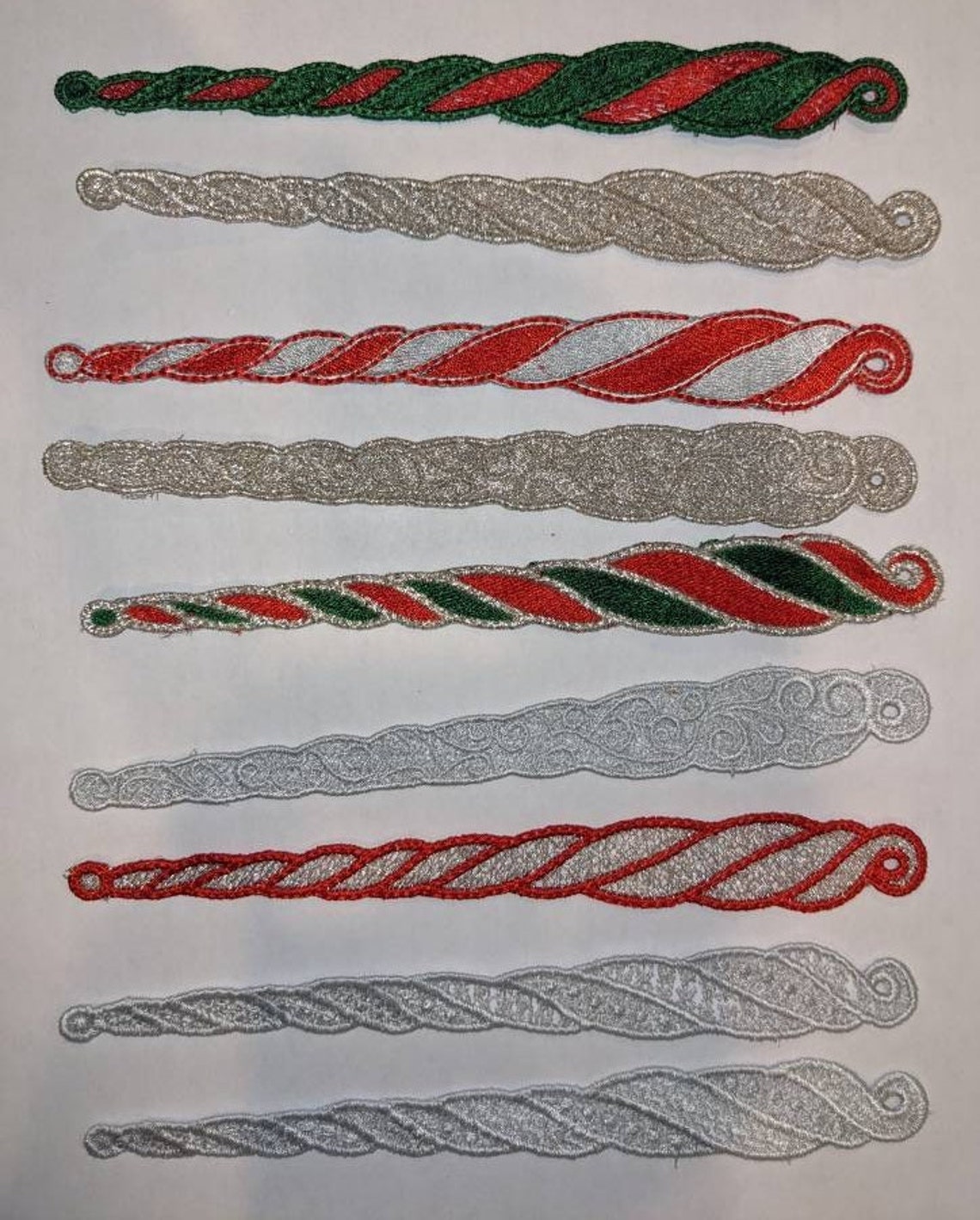 Lot of Six Free Standing Lace Icicle Ornaments Digital Machine ...