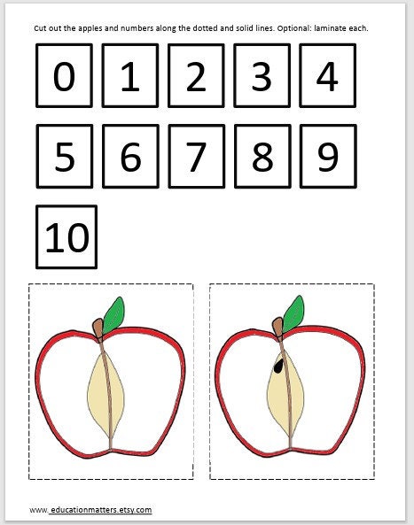 Apple Seeds Counting Cards, Montessori Math Activity, Pre-k Math ...