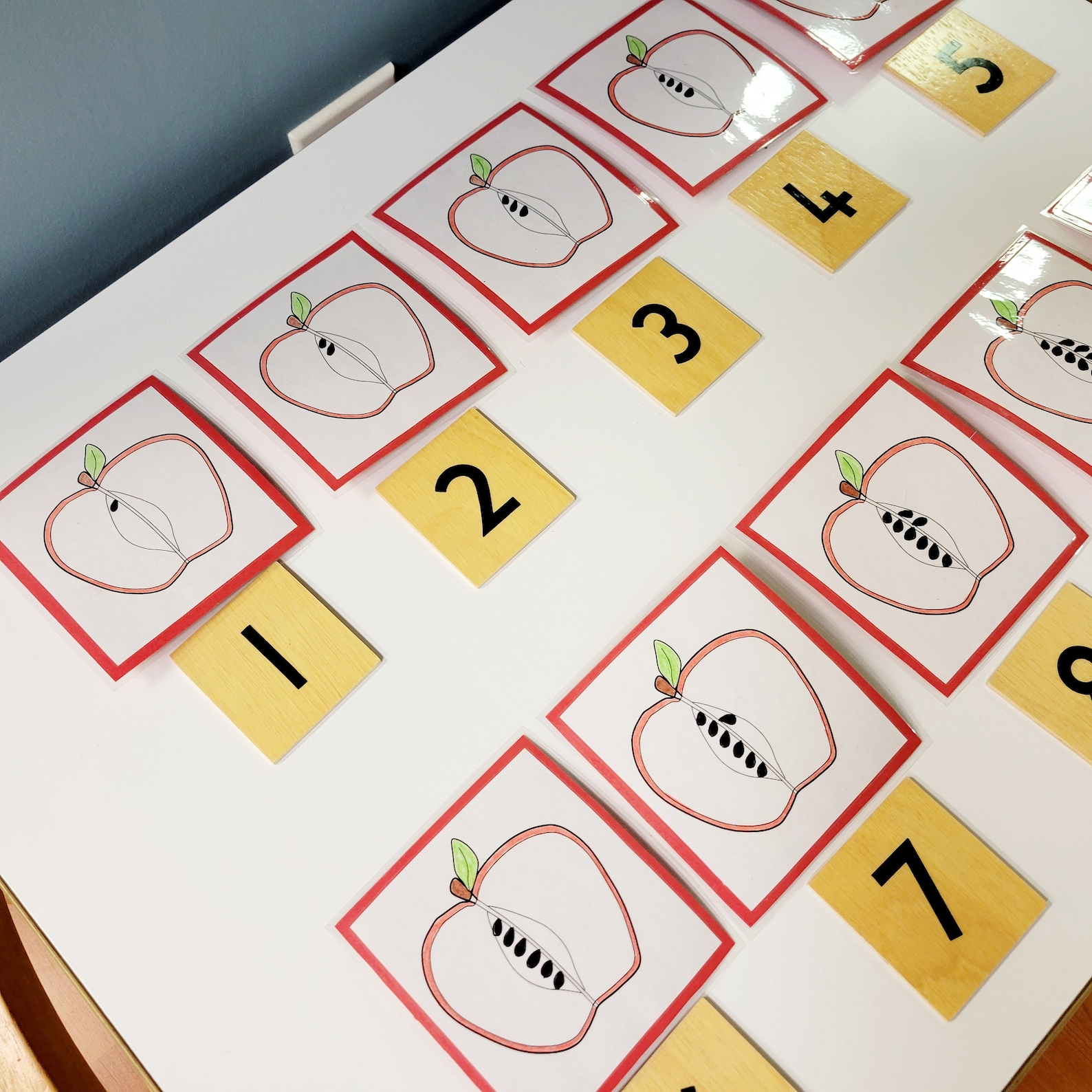 Apple Seeds Counting Cards, Montessori Math Activity, Pre-k Math ...