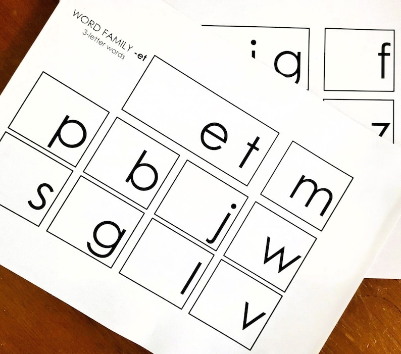 Word Families Flipbook, Montessori Language Resource, Emerging Beginner ...