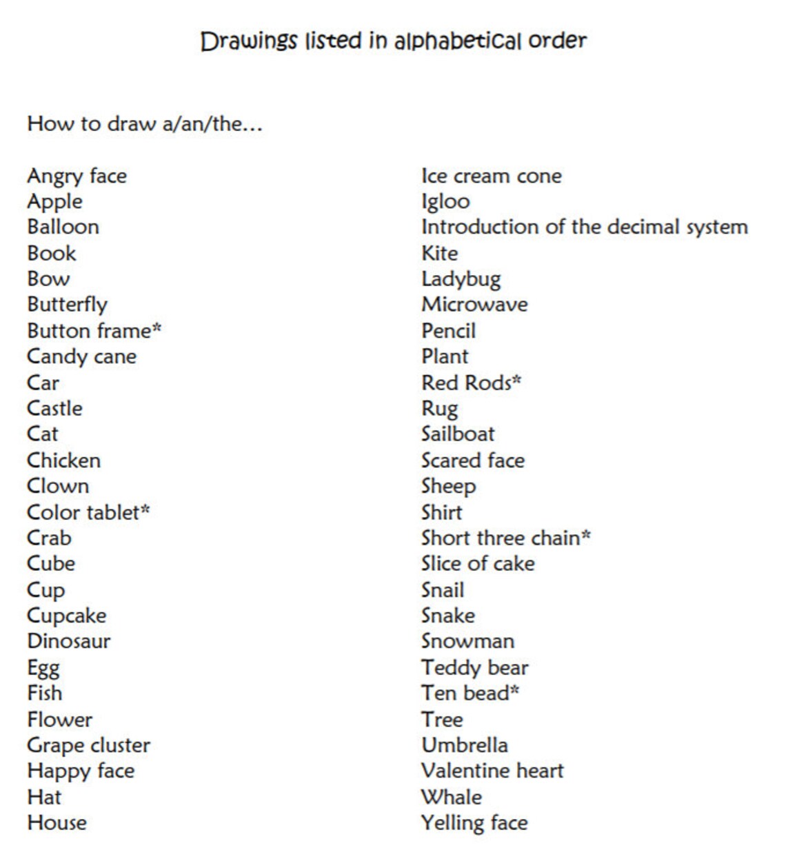 52 Random How-to-draw Pictures for Preschool and Kindergarten Children ...