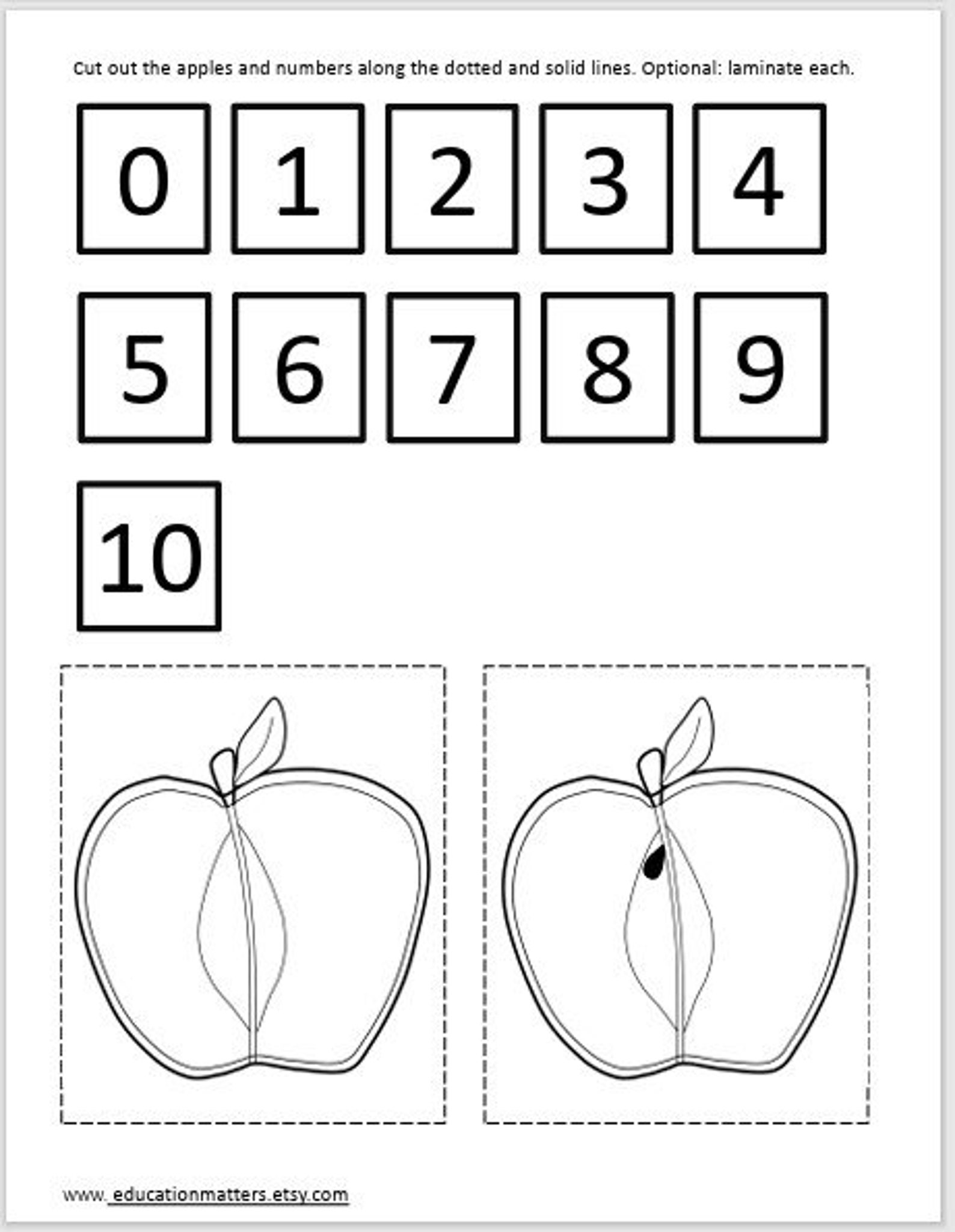 Apple Seeds Counting Cards, Montessori Math Activity, Pre-k Math ...
