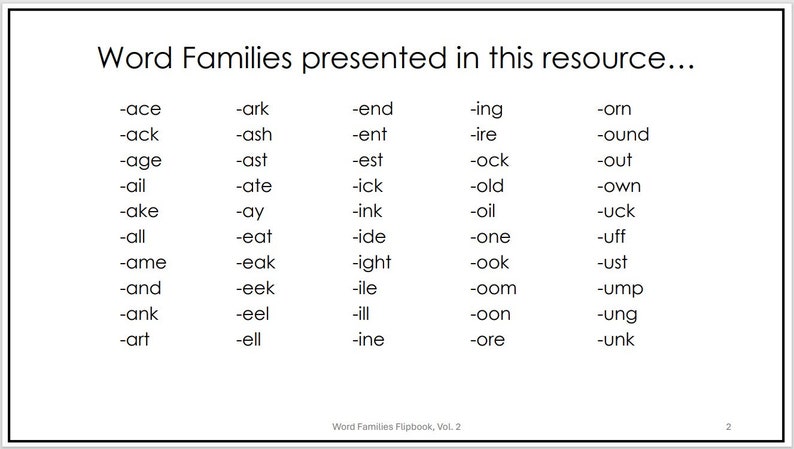 Word Families Flipbook 2, Montessori Language Resource, Emerging ...