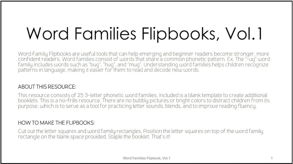 Word Families Flipbook BUNDLE, Montessori Language Resource, Emerging ...