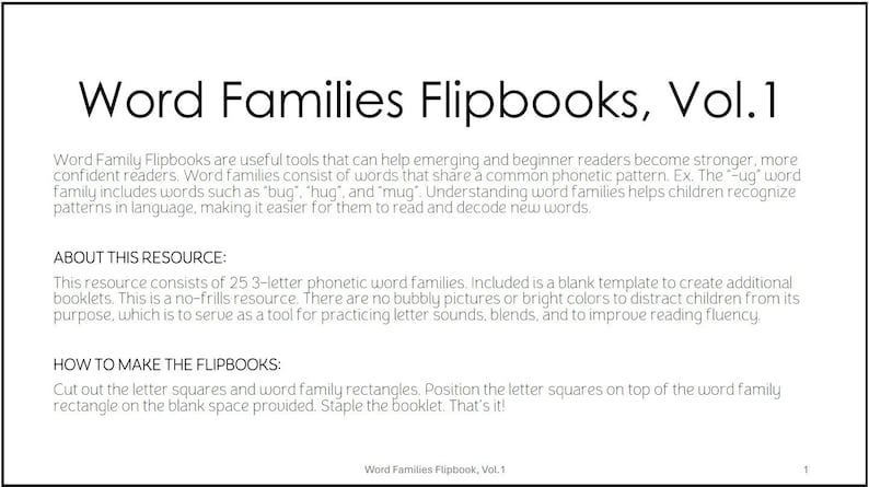 Word Families Flipbook BUNDLE, Montessori Language Resource, Emerging ...