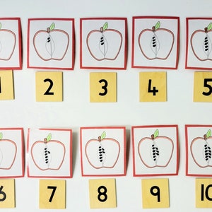 Apple Seeds Counting Cards, Montessori Math Activity, Pre-k Math ...