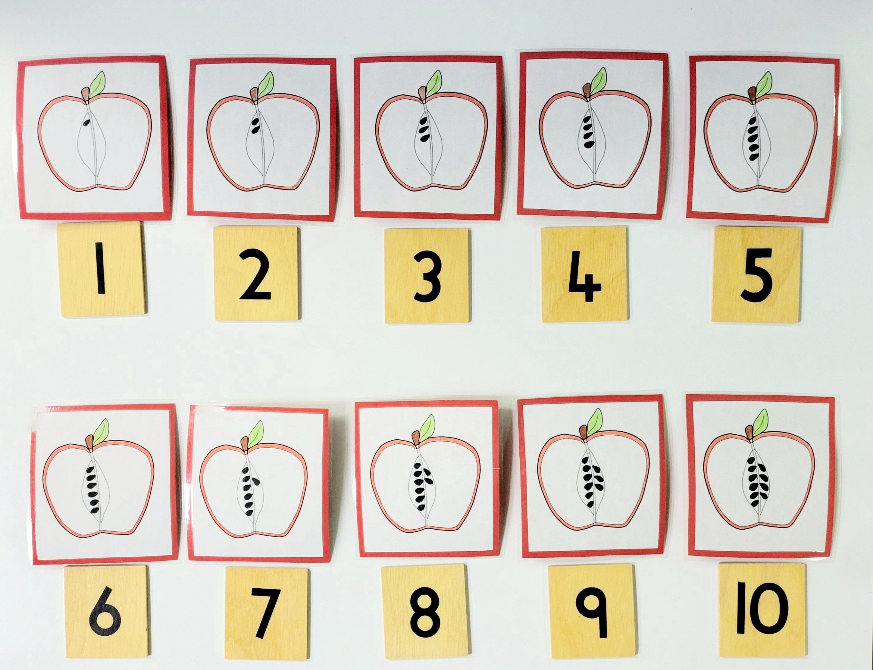 Apple Seeds Counting Cards, Montessori Math Activity, Pre-k Math ...