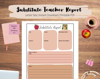 Substitute Teacher Report - Etsy