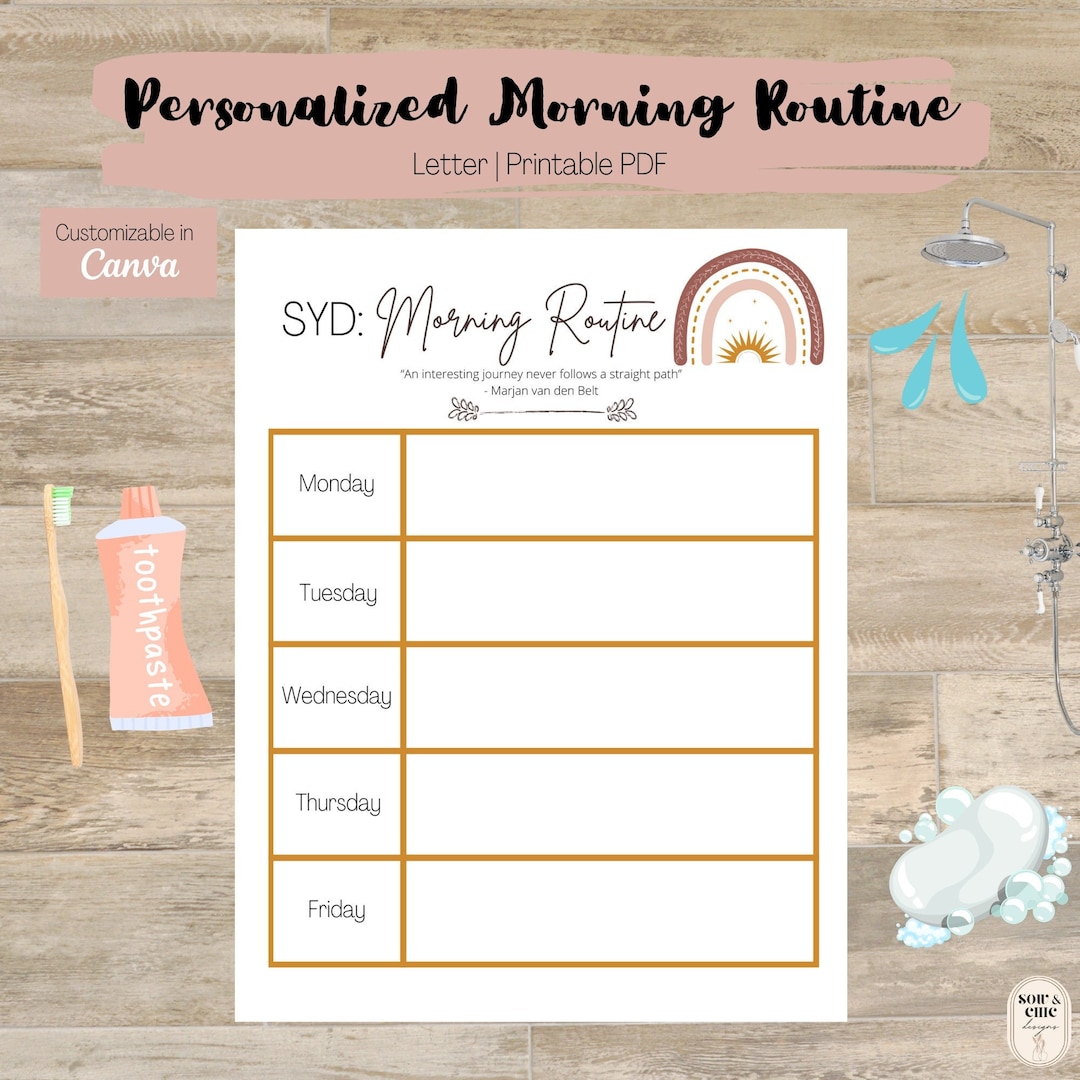 Personalized Morning Routine| Morning Routine, Daily Tracker, Shower ...