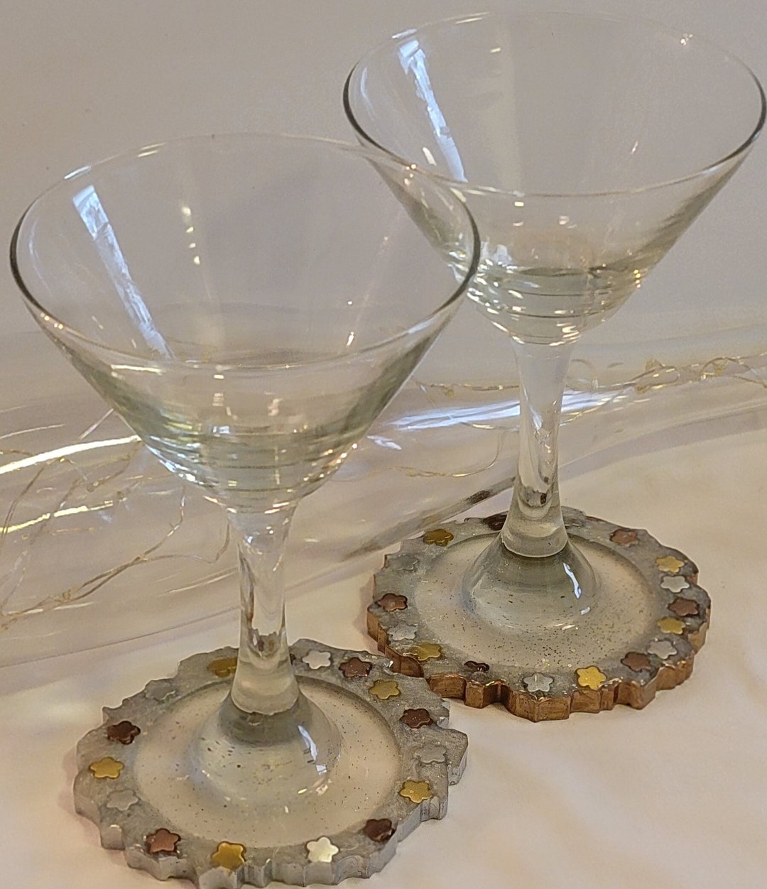 2pc. Set of Martini Glass/coaster Combination One of a Kind. Gift - Etsy