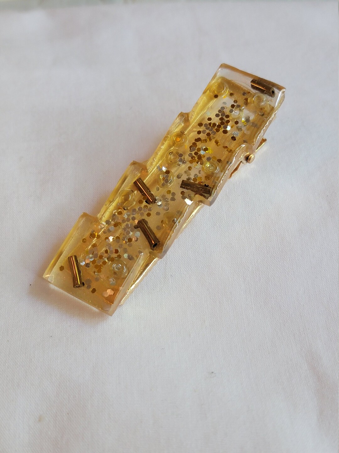 Gold Lightning! Hand Grafted Resin Hair Clip. - Etsy