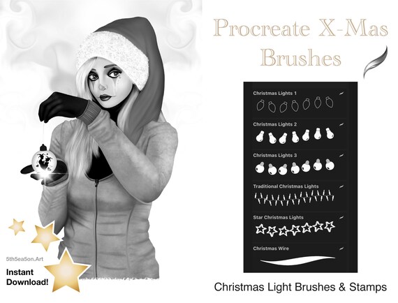 Christmas Lights Procreate Brushes Digital Art Holiday - Etsy