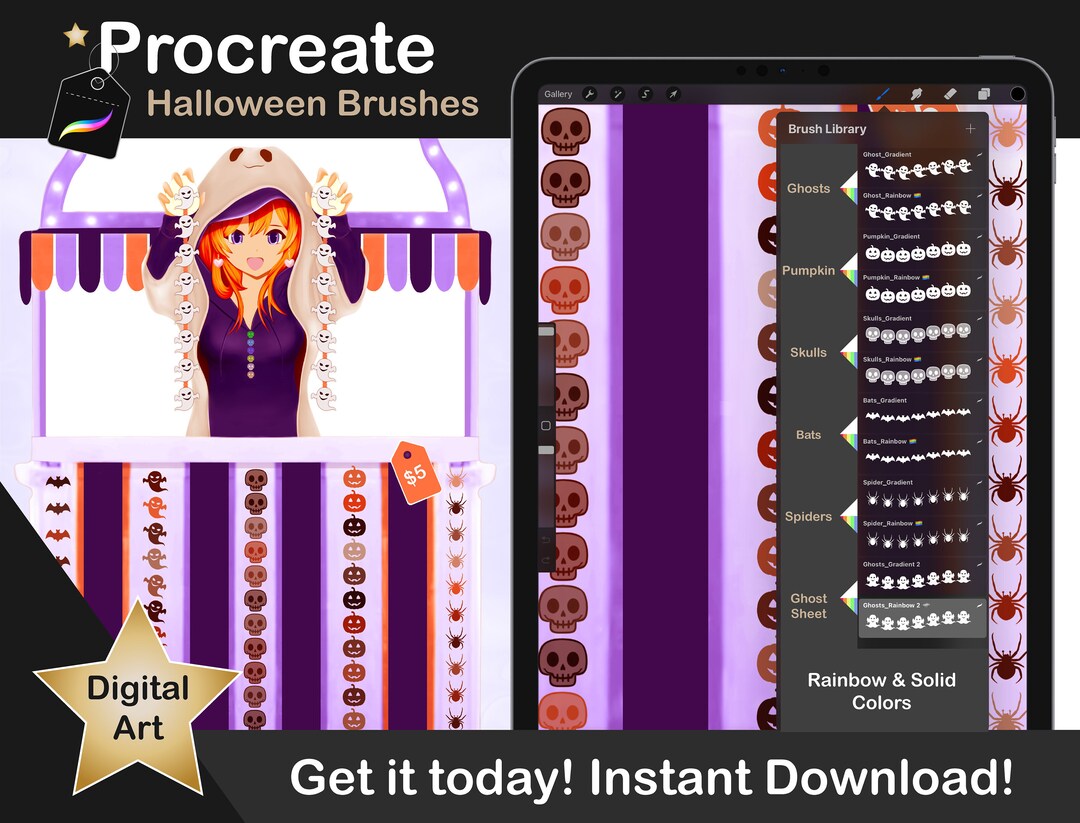 Halloween Procreate Brushes Digital Art Halloween Holiday - Etsy